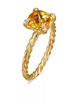 David Yurman 18kt Yellow Citrine And Diamond Ring - Gold