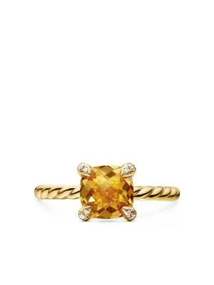 David Yurman 18kt Yellow Citrine And Diamond Ring - Gold