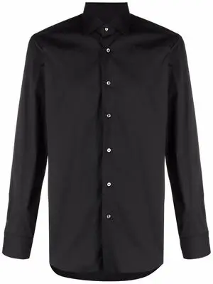BARBA NAPOLI Long-sleeve Poplin Shirt - Black