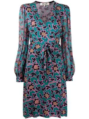 Diane Von Furstenberg Floral-print Silk Wrap Dress - Green