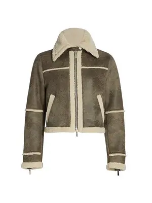 Simkhai Jonathan Simkhai Akira Sherpa Jacket - Thyme Beige