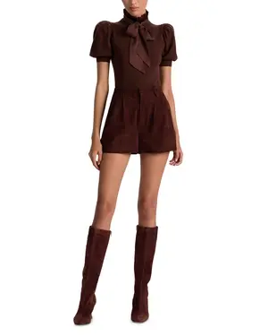 Alice + Olivia Puff Sleeve Ruffle Neck Sweater