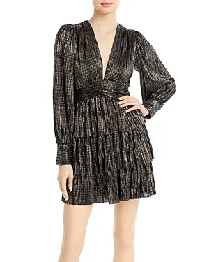 SABINA MUSAYEV Mona Pleated Knit Mini Dress