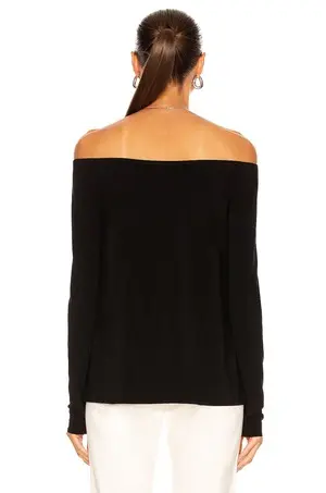 Norma Kamali Long Sleeve Off Shoulder Top - Black