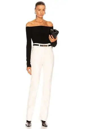 Norma Kamali Long Sleeve Off Shoulder Top - Black