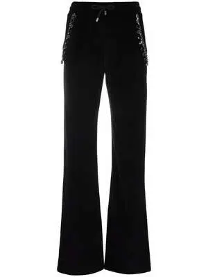 Philipp Plein Crystal Chain Velvet Track Pants