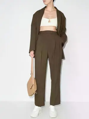 THE FRANKIE SHOP Bea High-waisted Tapered Trousers - Brown
