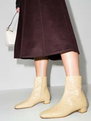By Far Este Snakeskin Square-toe Ankle Boots