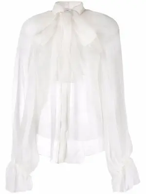 ATU BODY COUTURE Semi-sheer Silk Blouse - White
