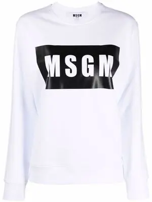 MSGM Logo-print Cotton Sweatshirt - White