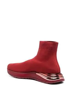 FERRAGAMO Knitted High-top Sneakers - Red