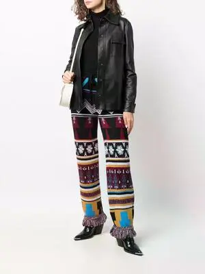 Philipp Plein Geometric-pattern Fringe Wool Trousers