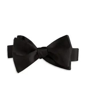 David Donahue Silk Bow Tie - Black Satin