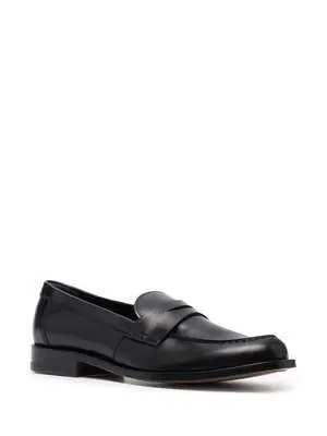 SCAROSSO Harper Leather Penny Loafers - Black