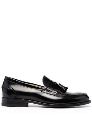 SCAROSSO Ralph Tassel-embellished Leather Loafers - Black