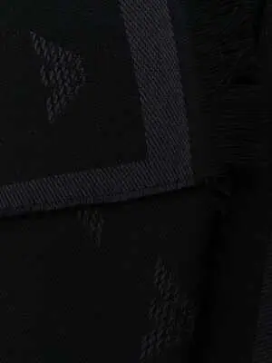 Emporio Armani Logo Embroidered Knit Scarf - Black