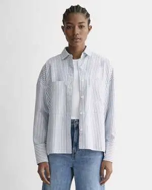 Everlane Boxy Oxford Shirt - Bone/mazarine Blue