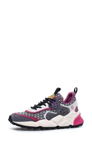 FLOWER MOUNTAIN Women's  Kotetsu Sneaker Grey Fuxia