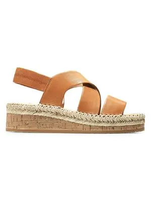 Cole Haan Cole Haan CloudFeel Leather Espadrille Wedge Slingback Sandals - Brown