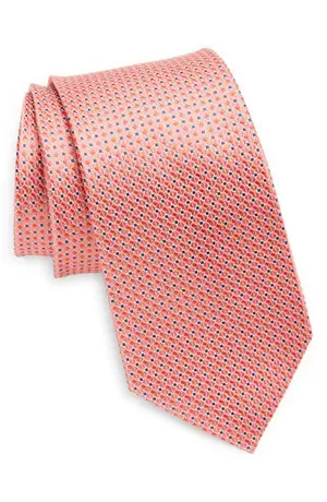 Nordstrom Medallion Silk Neck Tie Coral