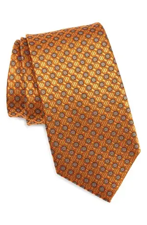 Nordstrom Medallion Silk Neck Tie Orange