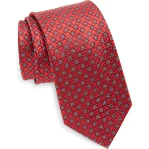 Nordstrom Medallion Silk Neck Tie Red