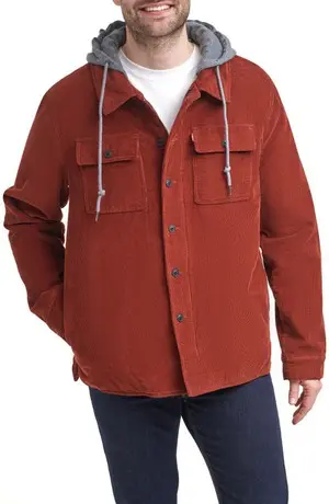 LEVI'S Faux Shearling Lined Hooded Corduroy Shirt Jacket