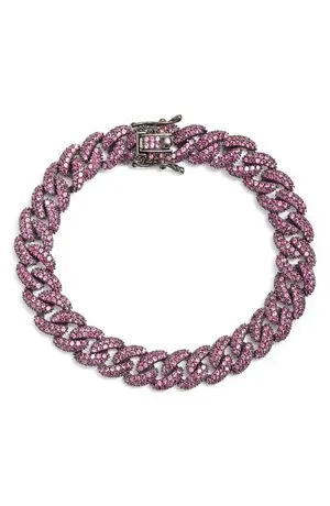SHYMI Cuban Chain Pavé Bracelet - Black Rhodium/ Pink