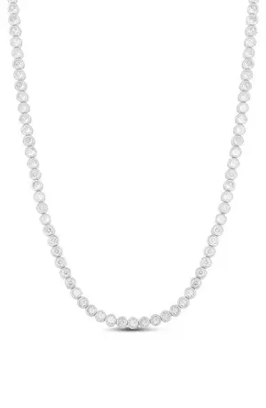 SHYMI Classic Round Choker Necklace - Silver/ White