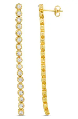 SHYMI Round Cubic Zirconia Drop Earrings - Gold