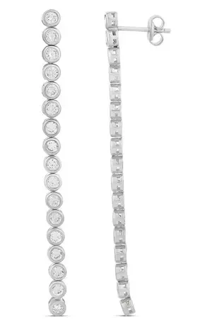 SHYMI Round Cubic Zirconia Drop Earrings - Silver