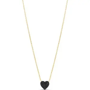 SHYMI Mini Pavé Heart Pendant Necklace - Gold/ Black