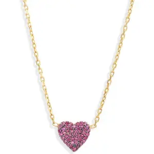 SHYMI Mini Pavé Heart Pendant Necklace - Gold/ Pink