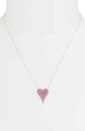 SHYMI Small Pavé Heart Pendant Necklace - Gold/ Hot Pink