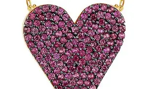 SHYMI Small Pavé Heart Pendant Necklace - Gold/ Hot Pink