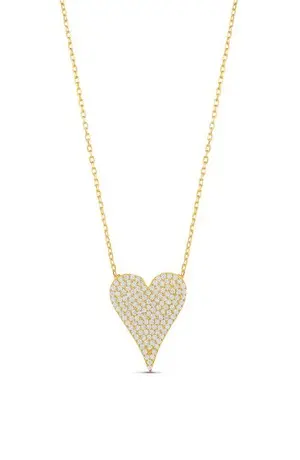 SHYMI Small Pavé Heart Pendant Necklace - Gold/ White