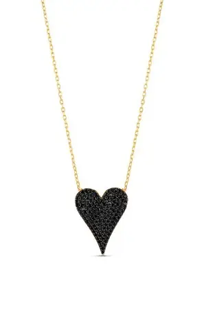SHYMI Small Pavé Heart Pendant Necklace - Gold/black