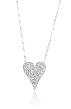 SHYMI SHYMI Small Pavé Heart Pendant Necklace Silver