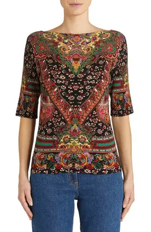 Etro New Orleans Floral Paisley Rib Wool Sweater