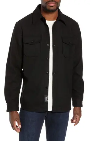 SCHOTT Cpo Wool Blend Work Shirt - Black