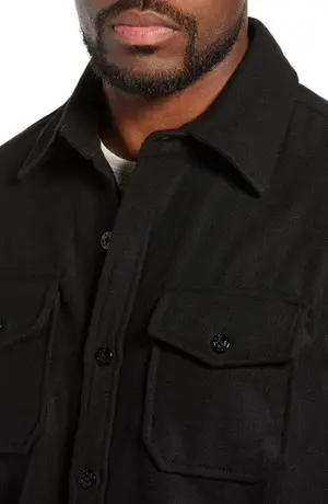 SCHOTT Cpo Wool Blend Work Shirt - Black