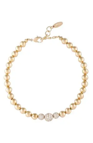 Ettika Cubic Zirconia Beaded Anklet - Gold