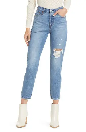 LEVI'S Wedgie Icon Ripped High Waist Ankle Slim Jeans