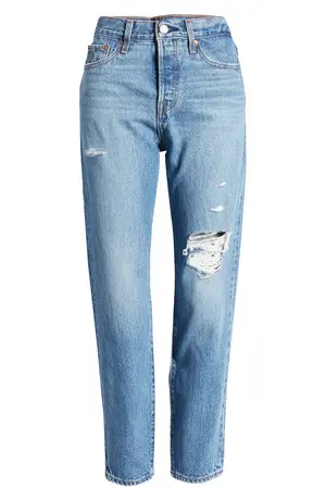 LEVI'S Wedgie Icon Ripped High Waist Ankle Slim Jeans
