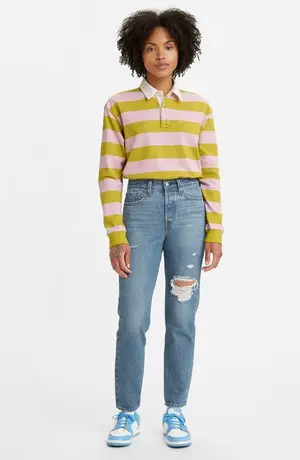 LEVI'S Wedgie Icon Ripped High Waist Ankle Slim Jeans