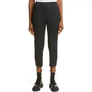 Issey Miyake Pleated Crop Skinny Pants - Black