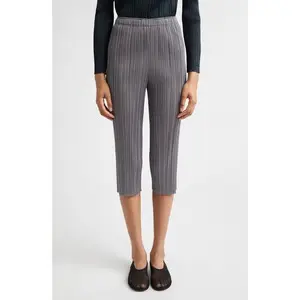 Issey Miyake Pleated Crop Skinny Pants - Gray