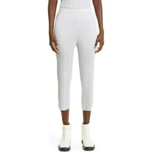 Issey Miyake Pleated Crop Skinny Pants - Light Grey