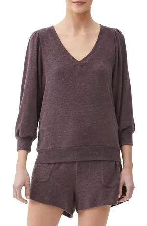 Michael Stars Gabriella V-Neck Top Heater Eggplant