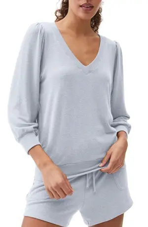 Michael Stars Gabriella V-Neck Top Light Coastal